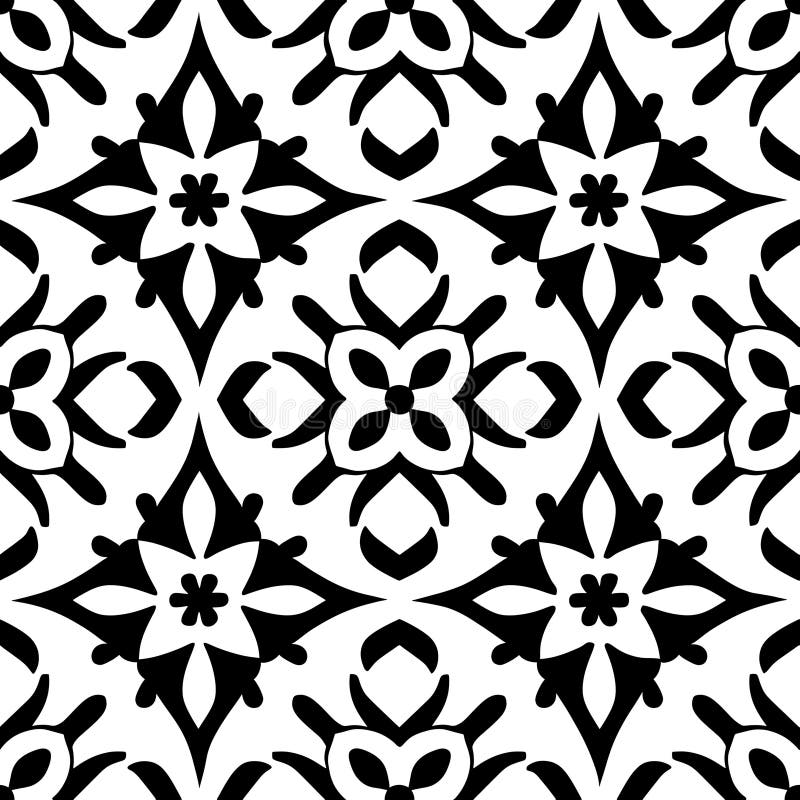 Black and White Ornate Diamond Stamp Repeating Pattern Stock ...