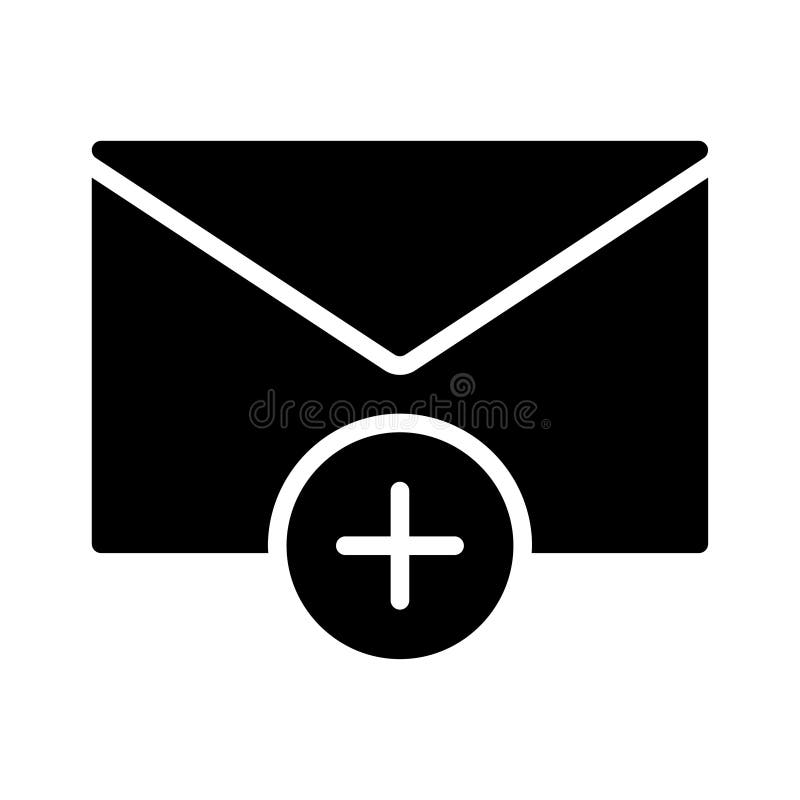 Add Email Glyph Flat Vector Icon Stock Vector - Illustration of mobile ...