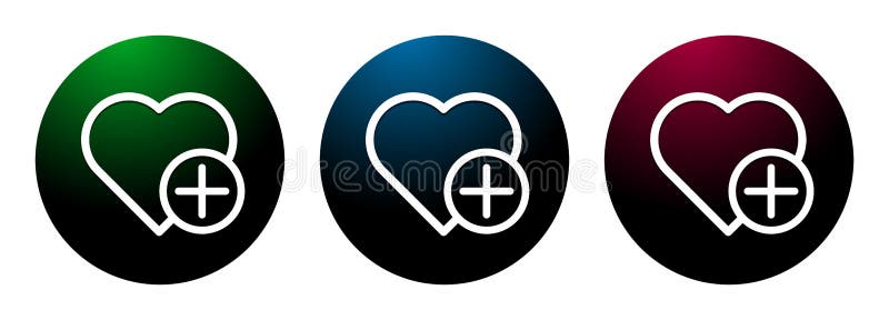 Add Favorite Heart Icon Night Surface Round Button Set Illustration ...