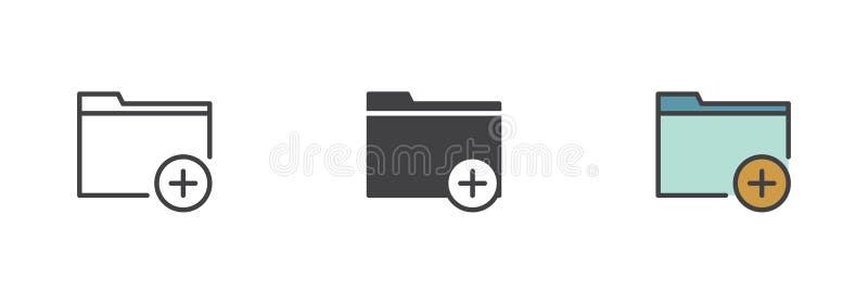 Add Folder Different Style Icon Set Stock Vector - Illustration of ...