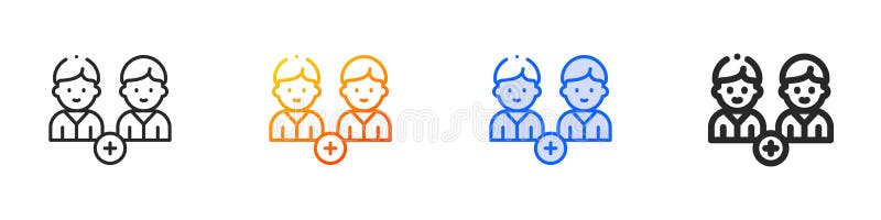 Add Friend Icon.Thin Linear, Gradient, Blue Stroke and Bold Style ...