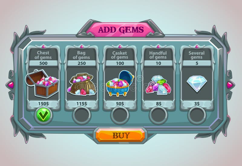 Shop Gems Panel, Game Asset with Gems Icons. Stock Vector ...
