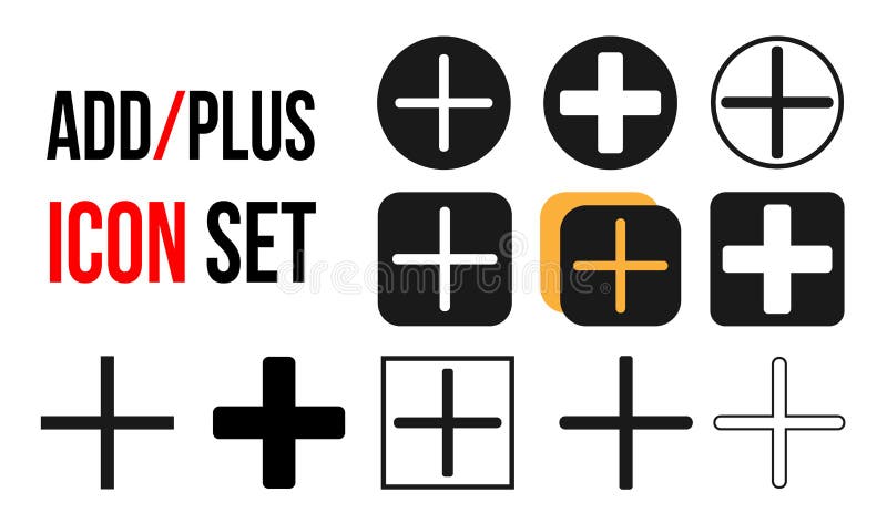Add Icon Set, Flat Illustration of Plus Icon Set, Vector Icon â ...