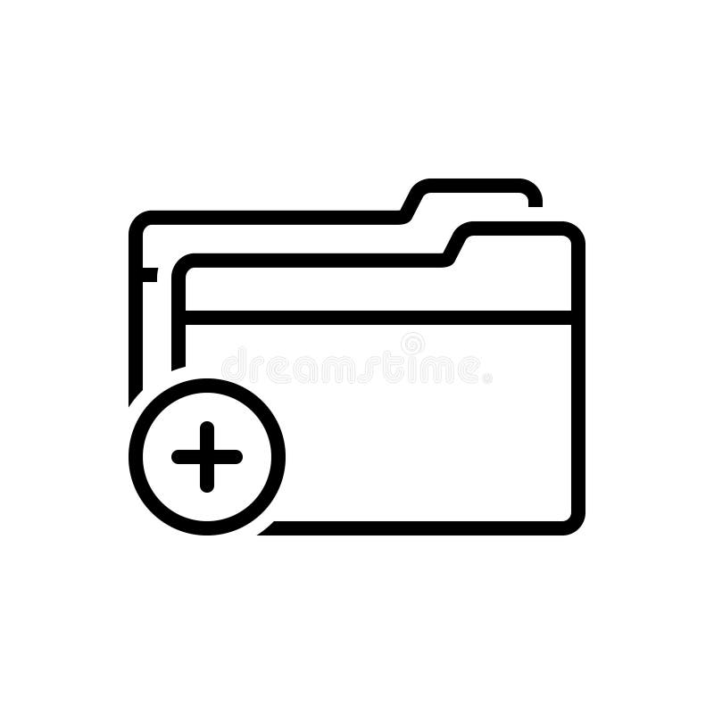 Black Line Icon for Add, Upload and File Stock Illustration ...