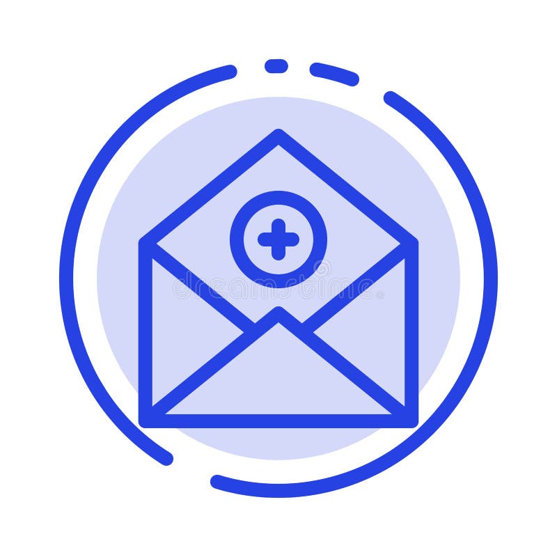 Add, Add-Mail, Communication, Email, Mail Blue Dotted Line Line Icon ...
