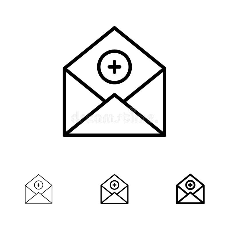 Add, Add-Mail, Communication, Email, Mail Bold and Thin Black Line Icon ...