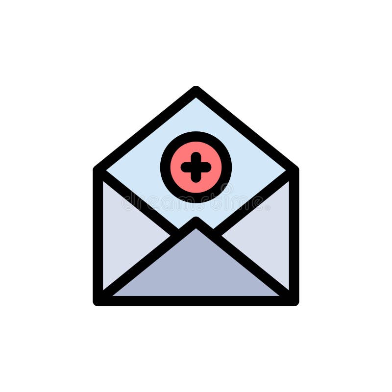 Add, Add-Mail, Communication, Email, Mail Flat Color Icon. Vector Icon ...