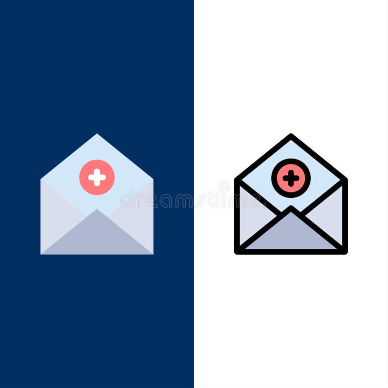 Add, Add-Mail, Communication, Email, Mail Icons. Flat and Line Filled ...