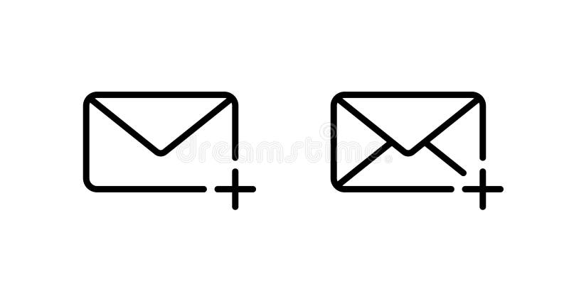 Add Message Outline Icon. Envelope Email with Plus Sign Symbol Stock ...