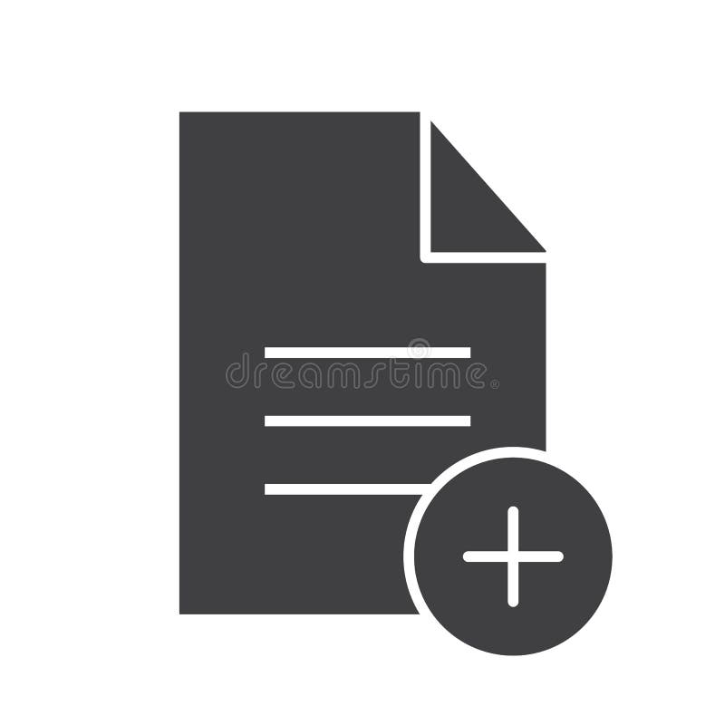 Add New Document Glyph Icon Stock Illustration - Illustration of paper ...