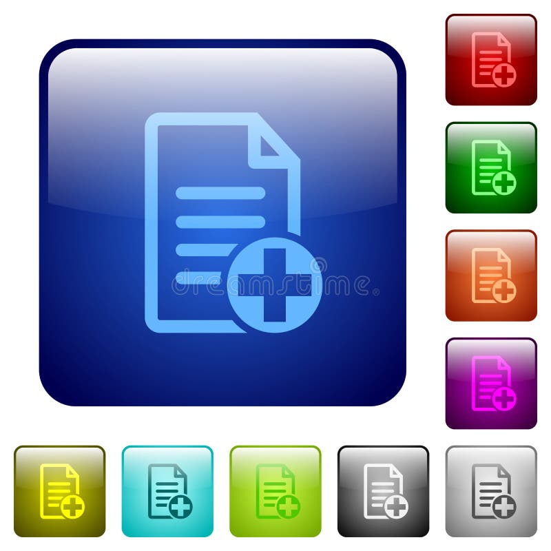 Add New Document Color Square Buttons Stock Vector - Illustration of ...