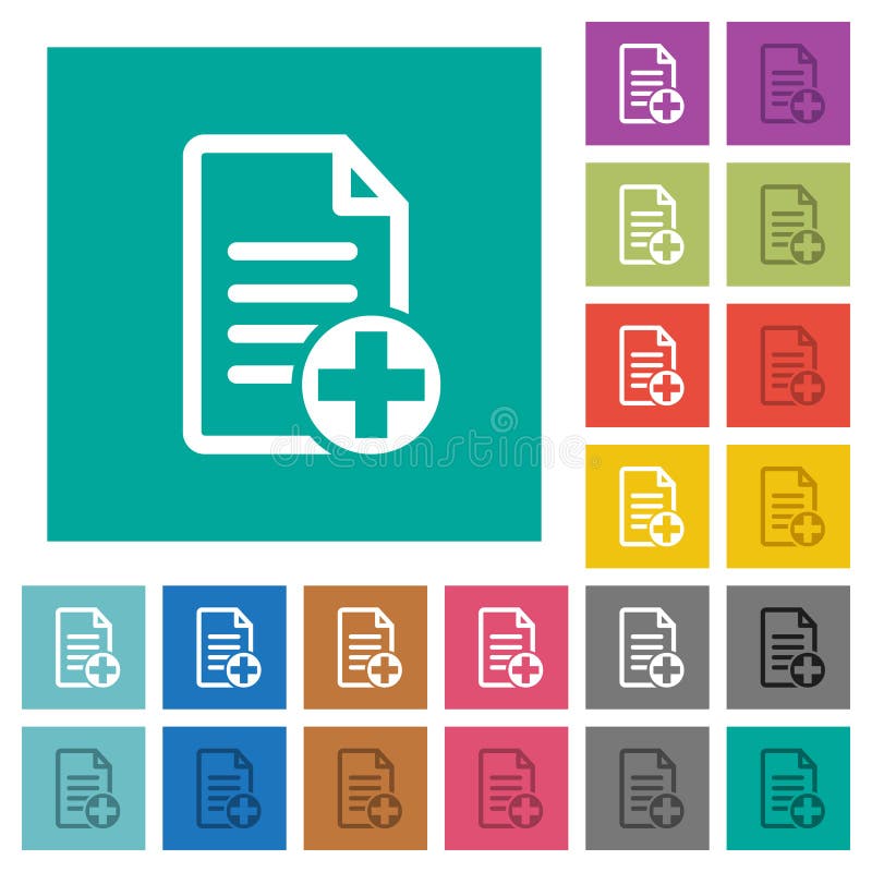 Add New Document Square Flat Multi Colored Icons Stock Vector ...