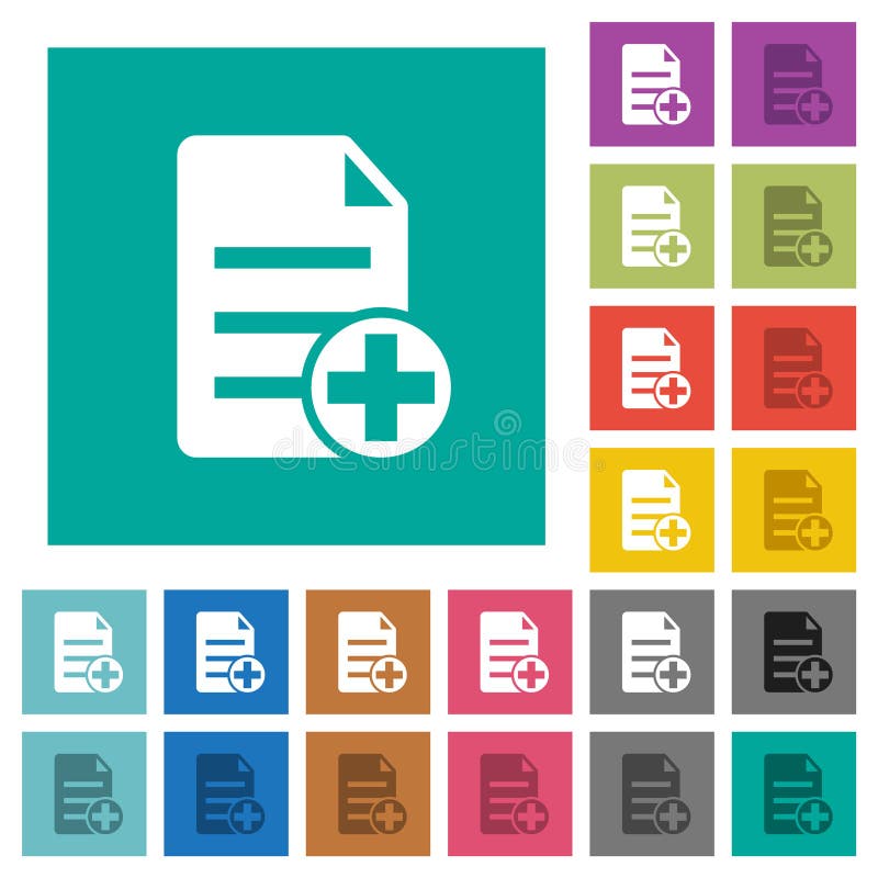 Add New Document Square Flat Multi Colored Icons Stock Vector ...