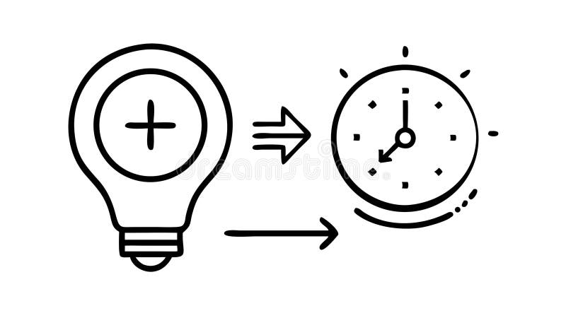 Add New Idea: Lightbulb with Plus Clock for Scheduling Concepts, Vector ...