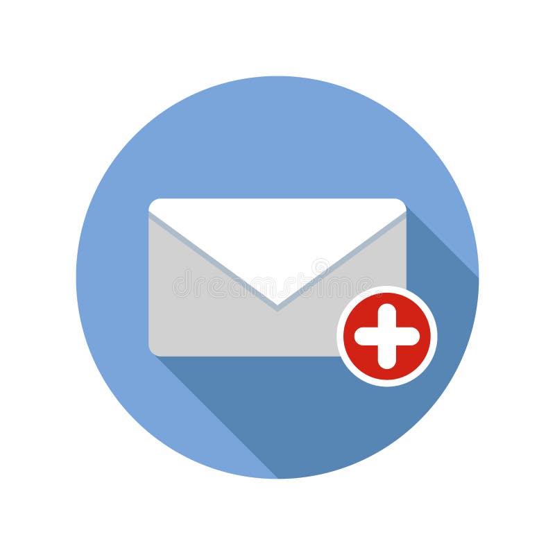 Add New Mail Icon. Email Icon with Long Shadow Stock Vector ...