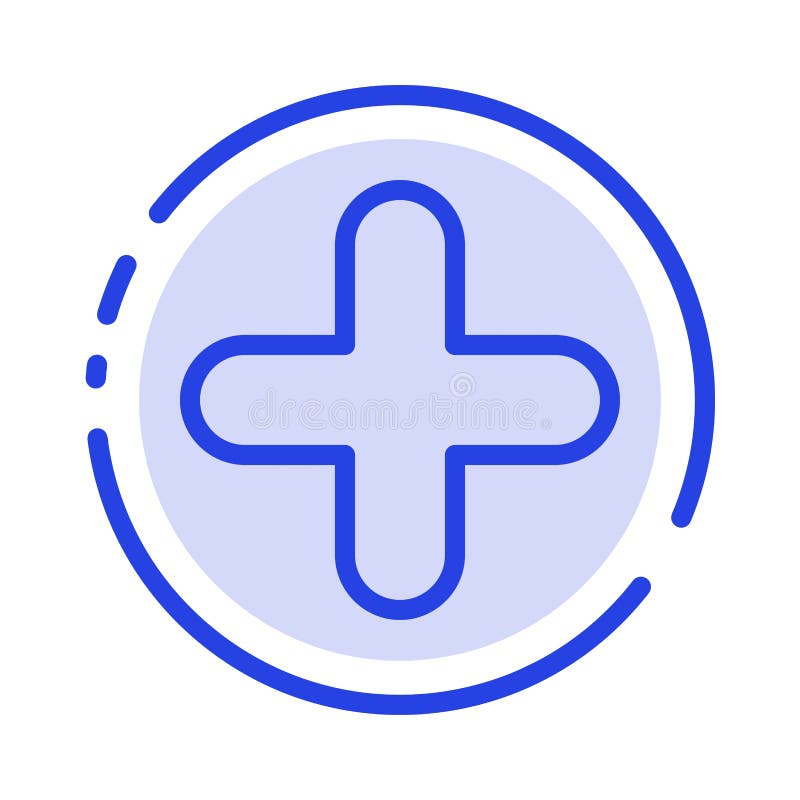 Add, New, Plus, Sign Blue Dotted Line Line Icon Stock Vector ...