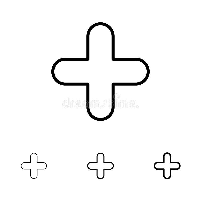 Add, New, Plus, Sign Bold and Thin Black Line Icon Set Stock Vector ...