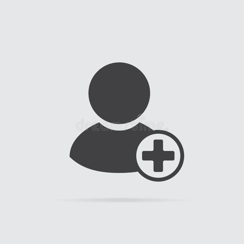 Add New User Icon in Flat Style Isolated on Grey Background Stock ...