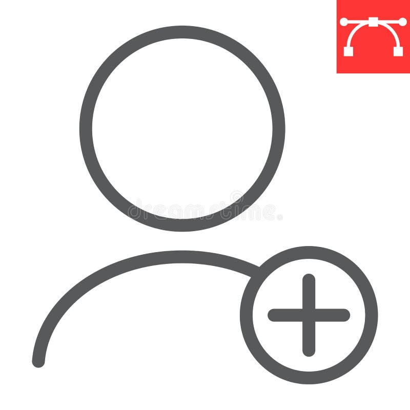 Add New User Line Icon, Ui and Button, Account Sign Vector Graphics ...