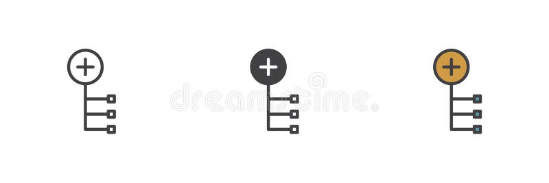 Add Node Different Style Icon Set Stock Illustration - Illustration of ...