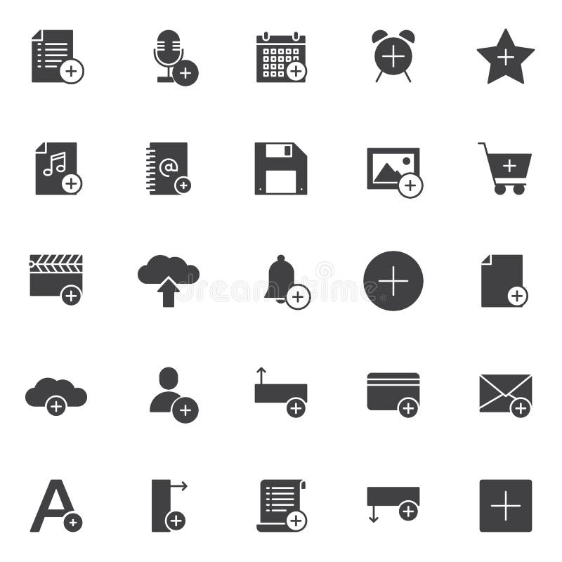 Add Objects Vector Icons Set Stock Vector - Illustration of objects ...