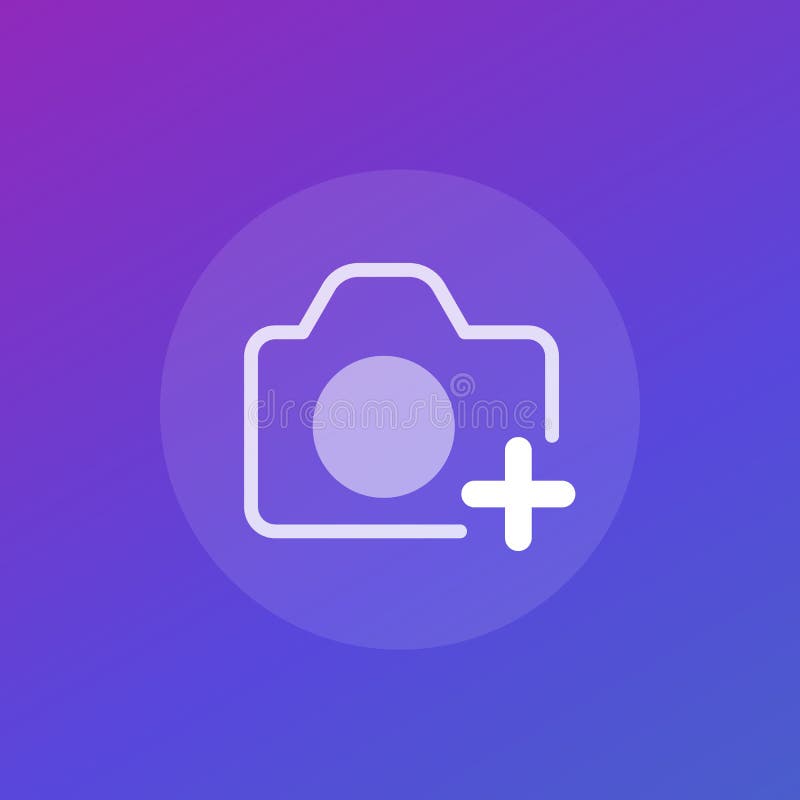 Add photo icon with camera stock vector. Illustration of simple - 198537590