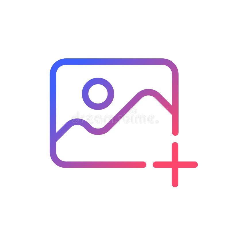 Add Picture Pixel Perfect Gradient Linear Ui Icon Stock Vector - Illustration of application ...