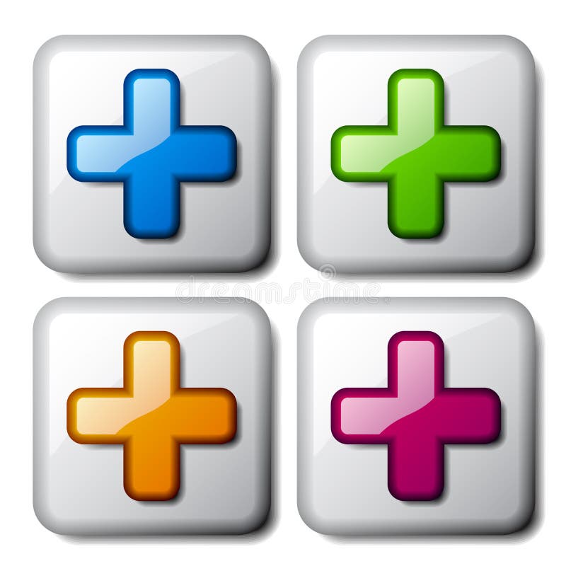 3D Round Colorful Plus Sign Stock Vector - Illustration of design ...