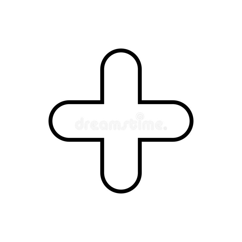 Add or Plus Vector Icon, Outline Style, Isolated on White Background ...