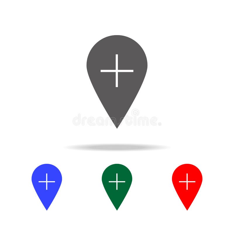 Add a Point on the Map Icon. Elements in Multi Colored Icons for Mobile ...