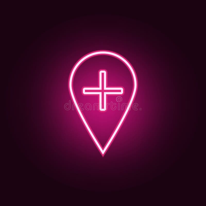 Add a Point on the Map Neon Icon. Elements of Web Set Stock ...