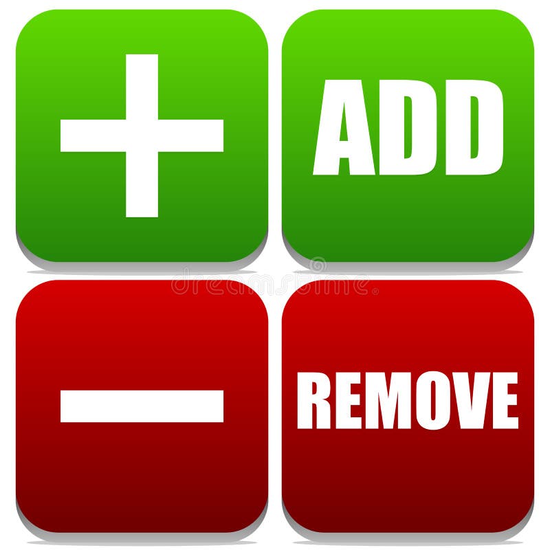 Add and Remove Buttons with Labels and Symbols Stock Vector ... Add and Remove Buttons with Labels and Symbols Stock Vector ...