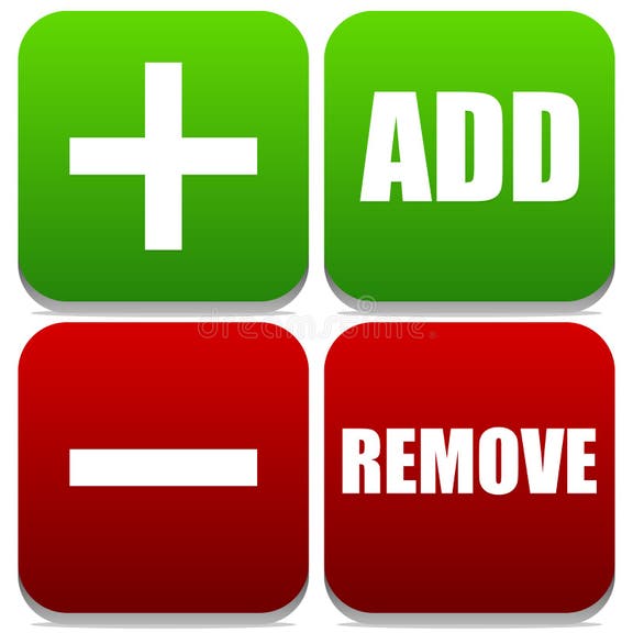 Add and Remove Buttons with Labels and Symbols Stock Vector ...