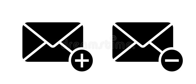 Add and Remove Envelope Message Icon. Email with Plus and Minus Sign ...