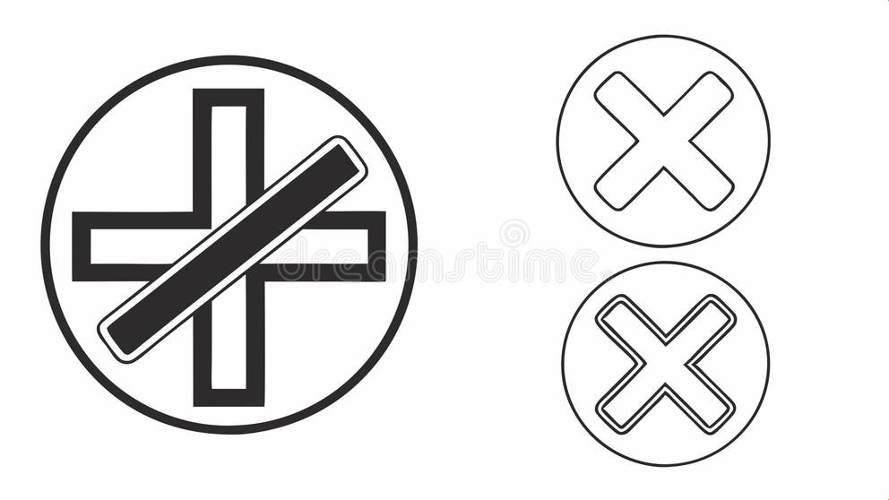 Add and Remove Icons, Plus and Cross Symbols for UI Design. Vector ...