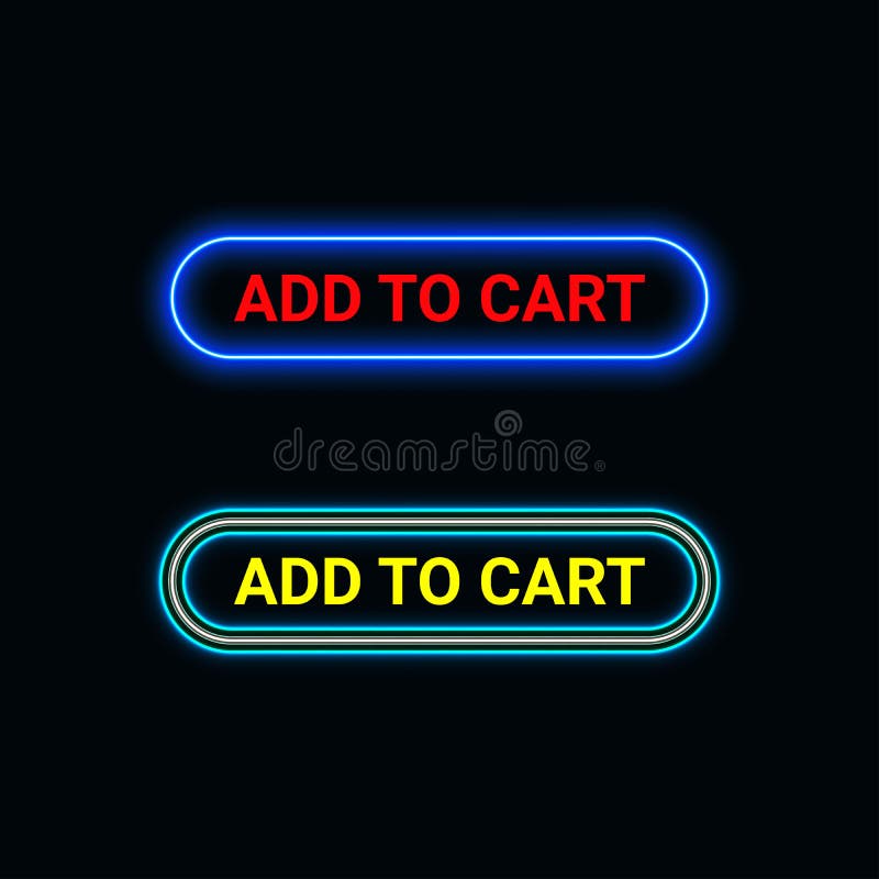 Add To Cart Button Neon Blue Icon for Website, Mobile Application and ...