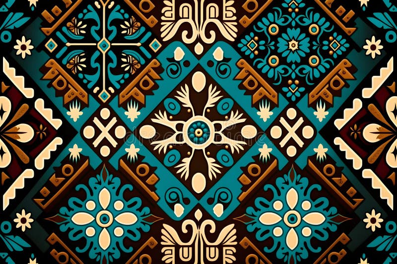 Seamless Pattern with Beautiful Elements and Dark Background, Colorful ...