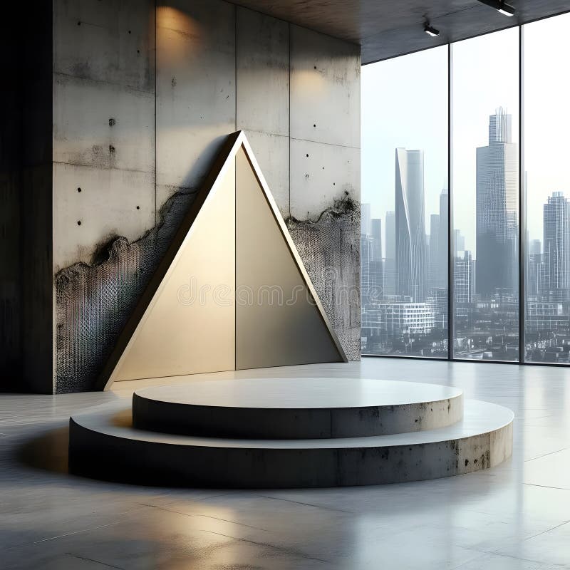 Urban Elegance Fabric-Made Triangular Podium with Concrete Textures ...