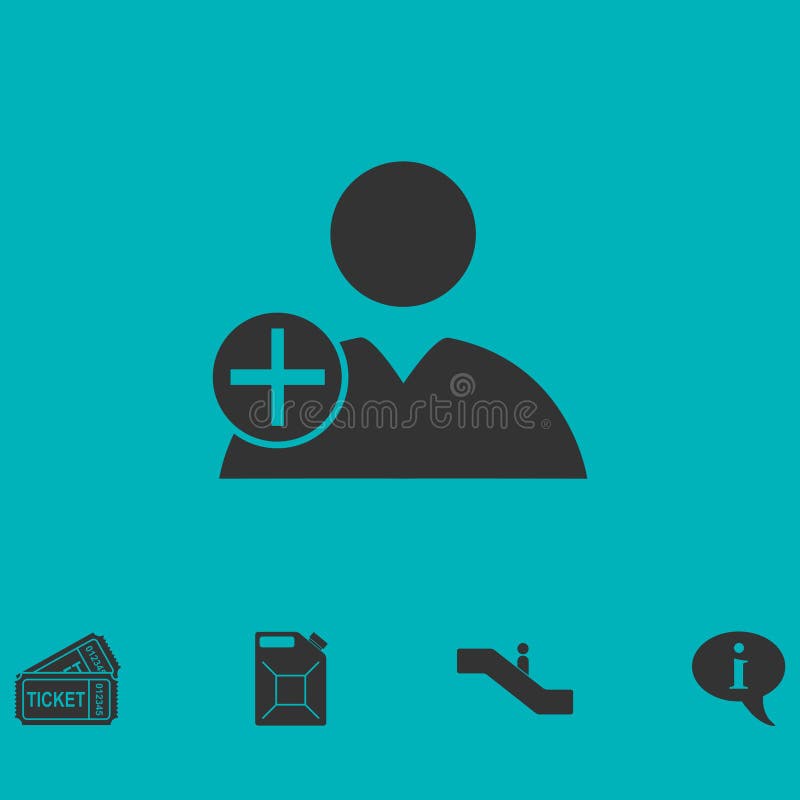 Add user icon flat stock illustration. Illustration of face - 137987716