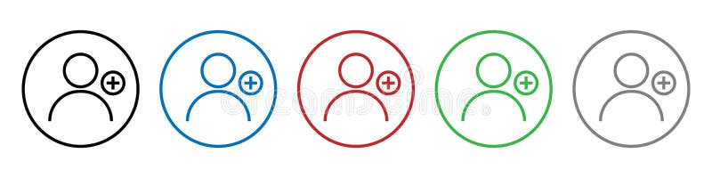 Add User Icon Set. Line Art Style Stock Vector - Illustration of ...