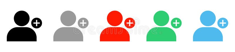 Add User Icon Set. Person Profile Avatar with Plus Symbol Stock Vector ...