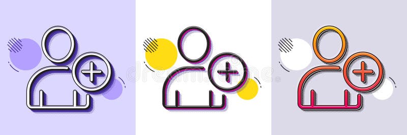 Add User Line Icon. Profile Avatar Sign. Halftone Dotted Pattern ...