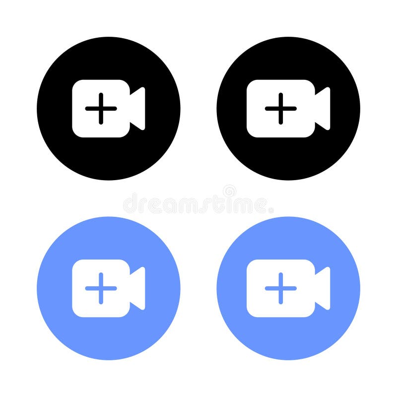 Add Video Button Icon in Generic Style. Camera with Plus Symbol Stock ...