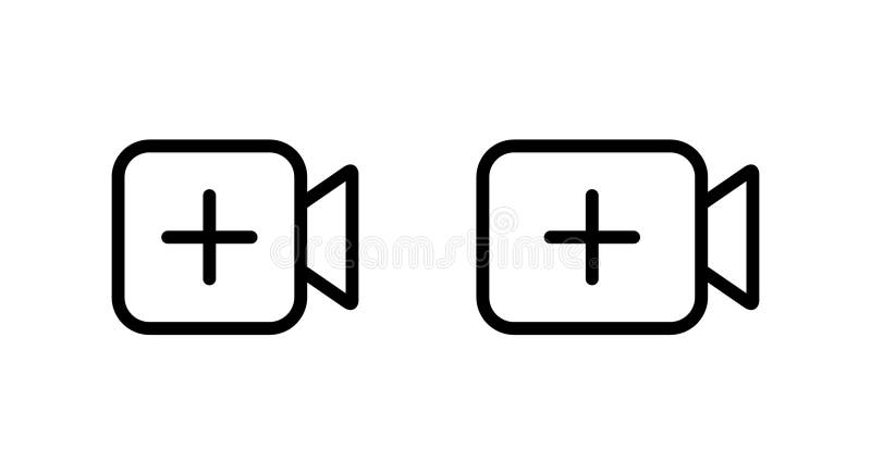 Add Video Button Icon in Line Style. Plus with Camera Concept. Upload ...