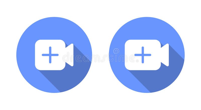 Add Video Button Icon Long Shadow. Upload Content Button Stock ...