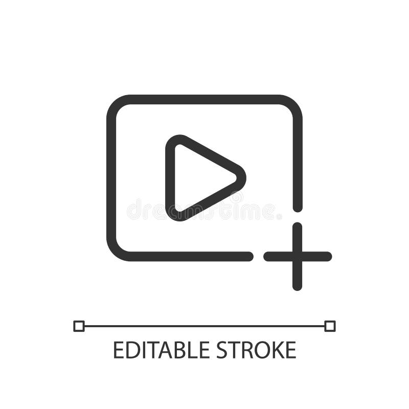 Add Video File Pixel Perfect Linear Ui Icon Stock Vector - Illustration of mobile, element ...