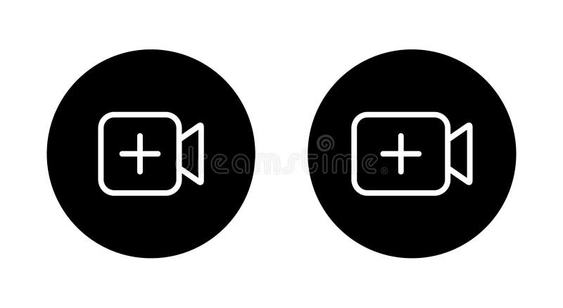 Add Video Icon on Black Circle. Plus with Camera Sign Symbol. Upload ...