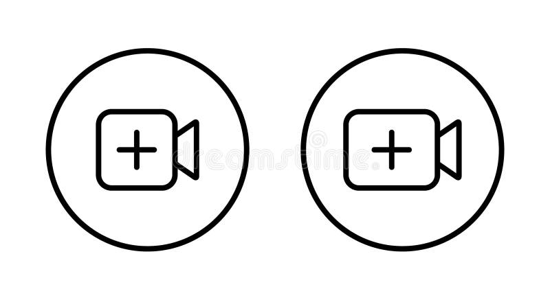 Add Video Icon on Circle Line. Plus with Camera Sign Symbol Stock ...