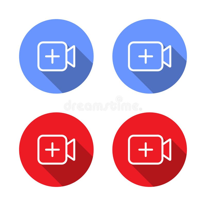 Add Video Icon with Long Shadow. Upload Content Button Stock Vector ...