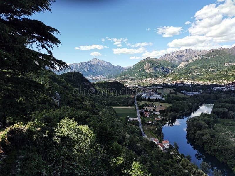 Adda River, Flowing from the Lake Como, the Town of Lecco, Nature and ...